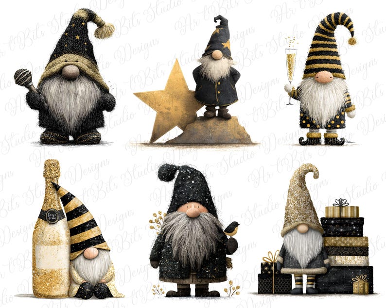 Watercolor New Year Gnomes Clipart | Festive 2026 PNG (digital Download ...