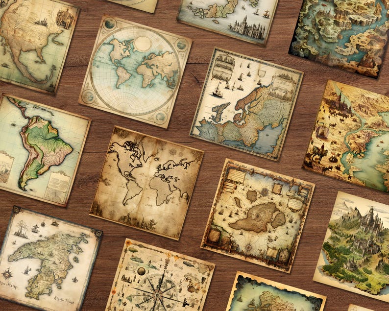 Antique Maps Digital Paper | Vintage World Map Printable | Old Aged ...