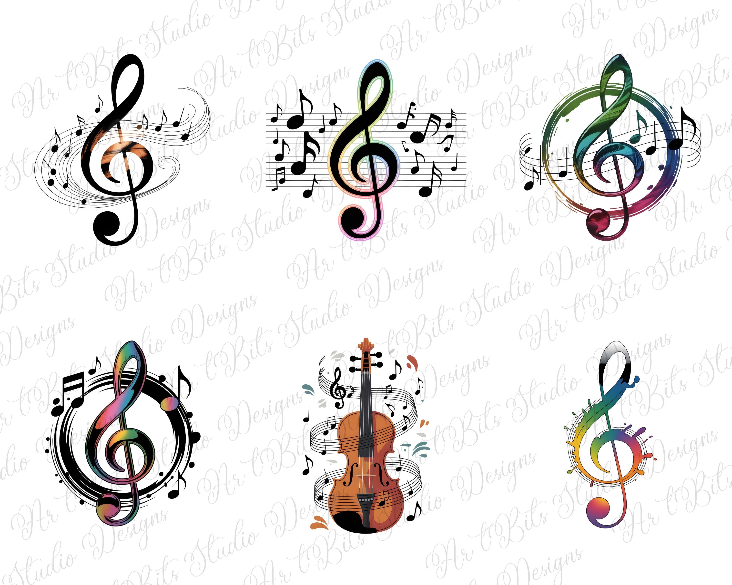 Musical Notes Clipart, Abstract Music Symbols PNG, Treble Clef Graphics ...