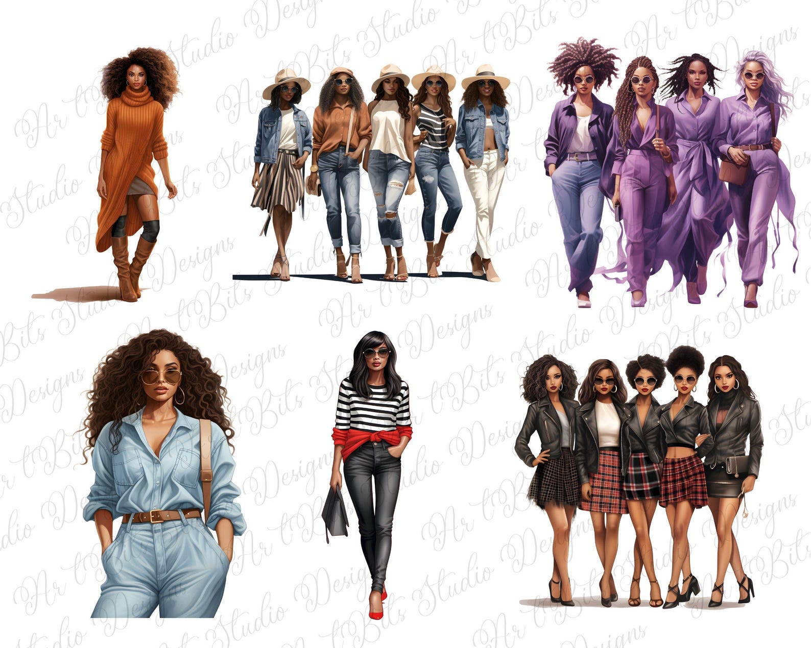 Sistas Clipart, Black Women, Afro Girl Boss, Black Queen Sisters ...