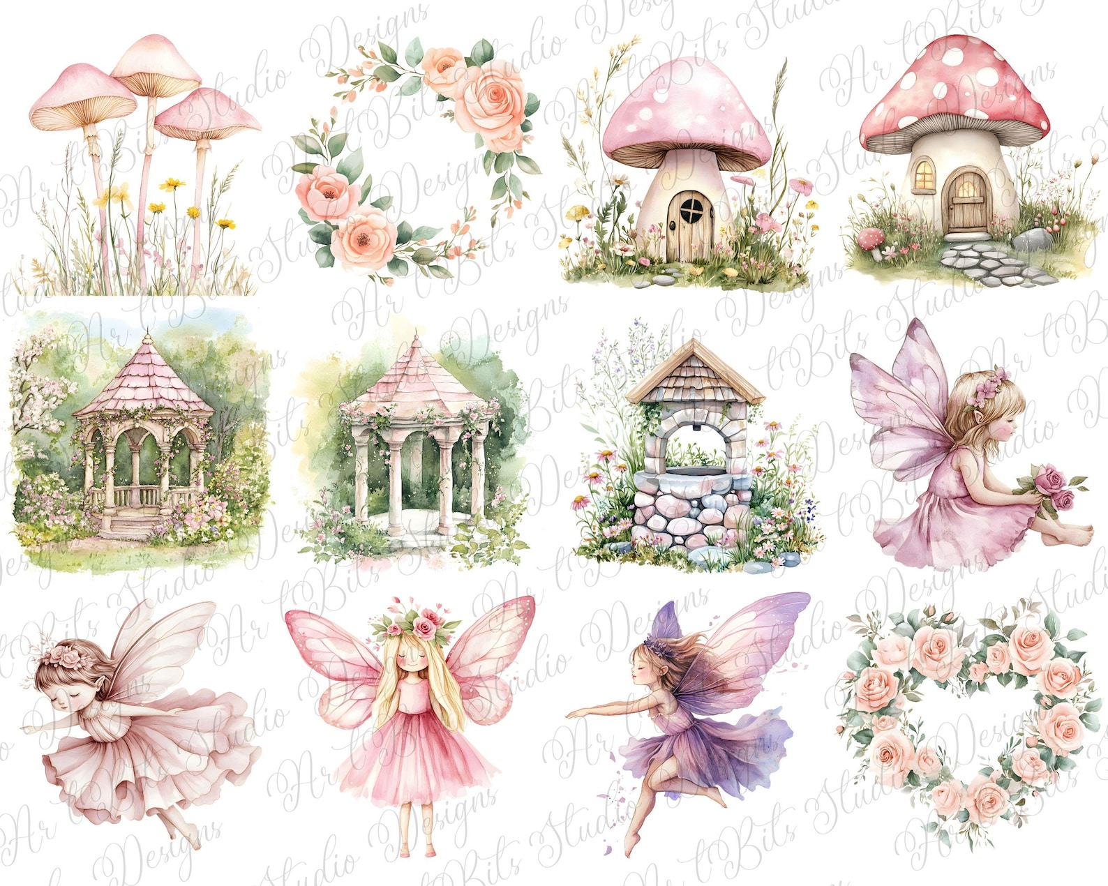 Watercolor Fairy Garden Clipart , Magical Forest Fairies PNG, Nature ...