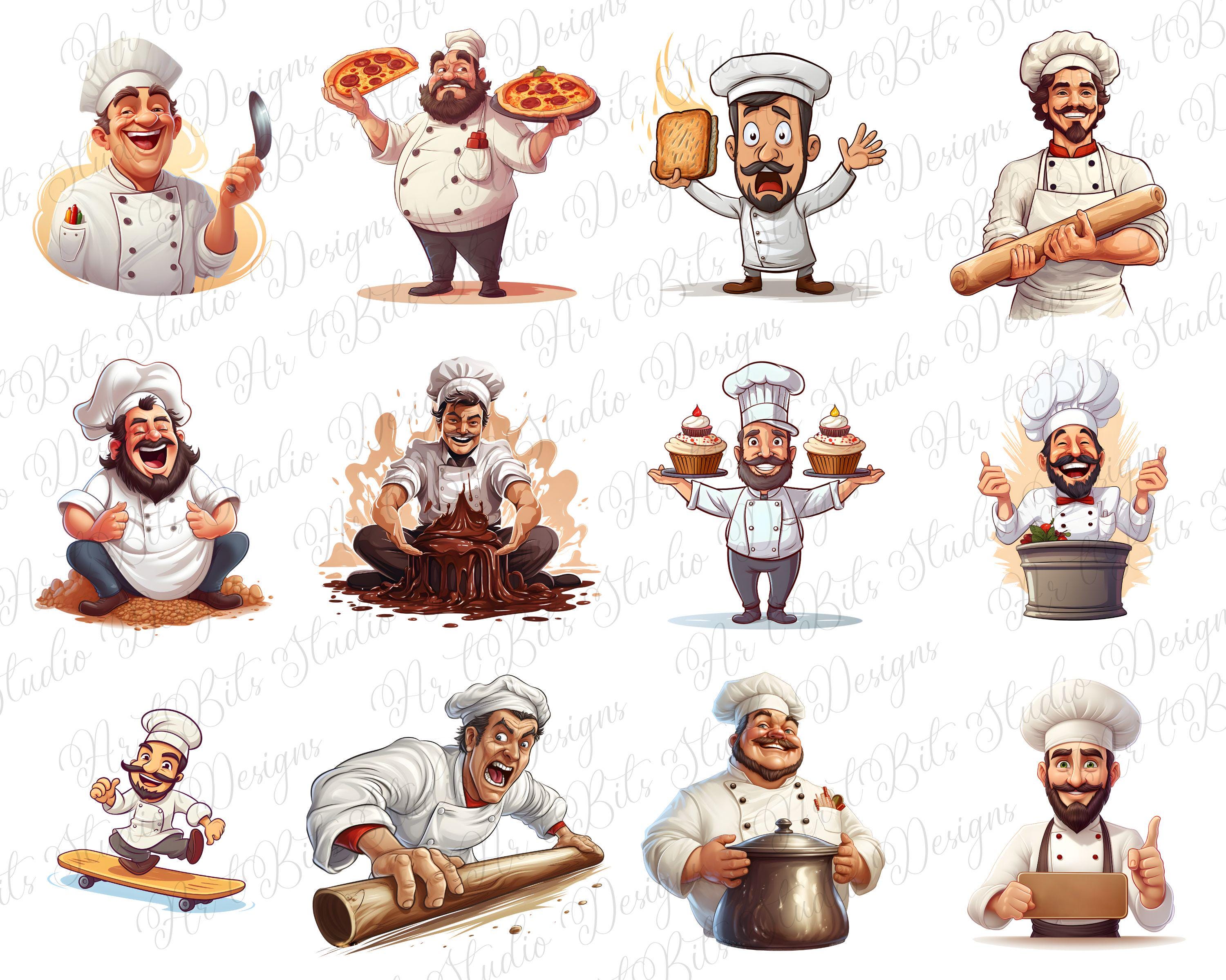 Funny Chef Clipart, Quirky Cooking PNG, Cartoon Chef Illustrations ...