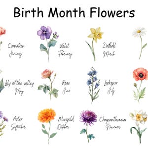 Custom Birth Flower Bouquet, Personalized Family Wall Art (digital ...