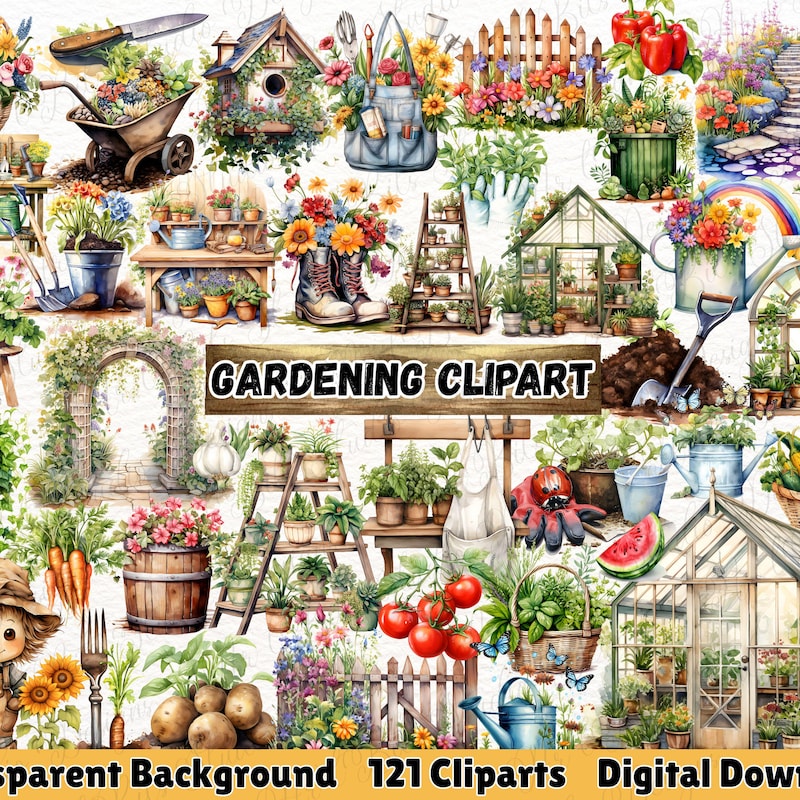 Gardening Clipart - Etsy