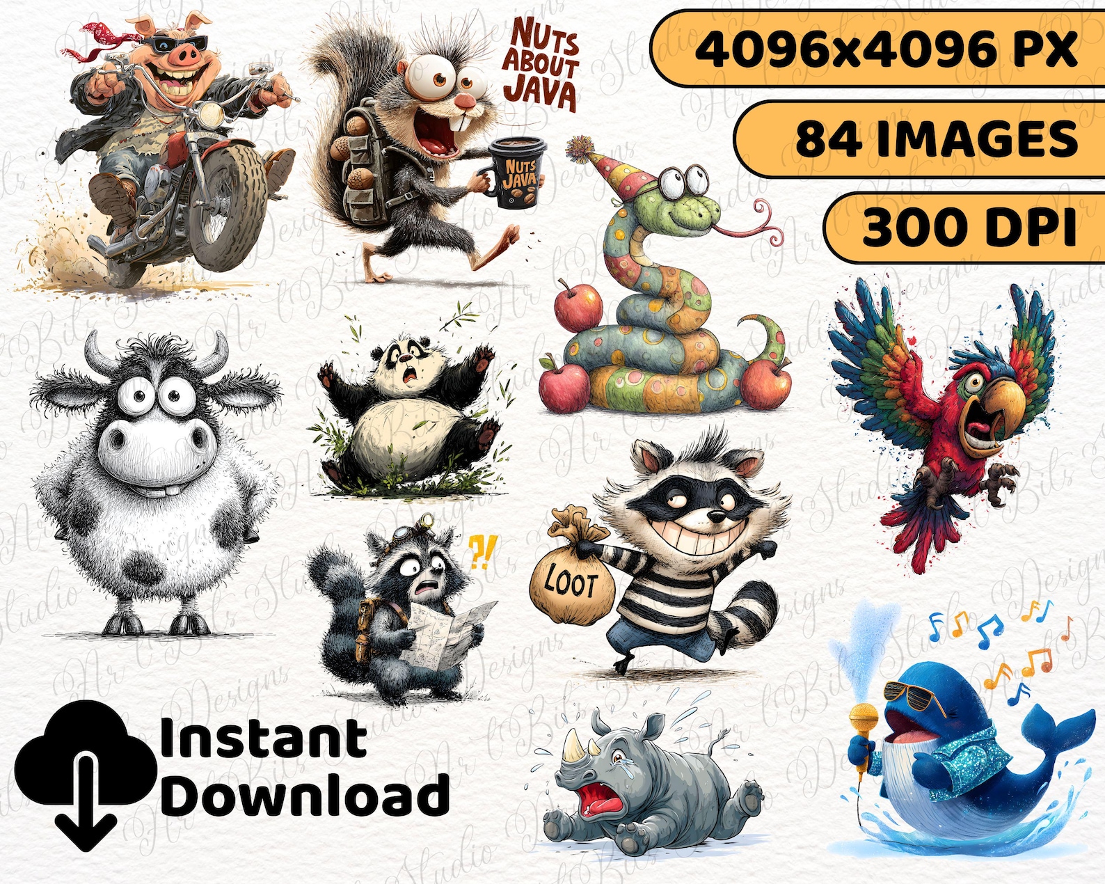 Whimsical Animals Clipart Bundle | Quirky Funny Safari & Woodland ...