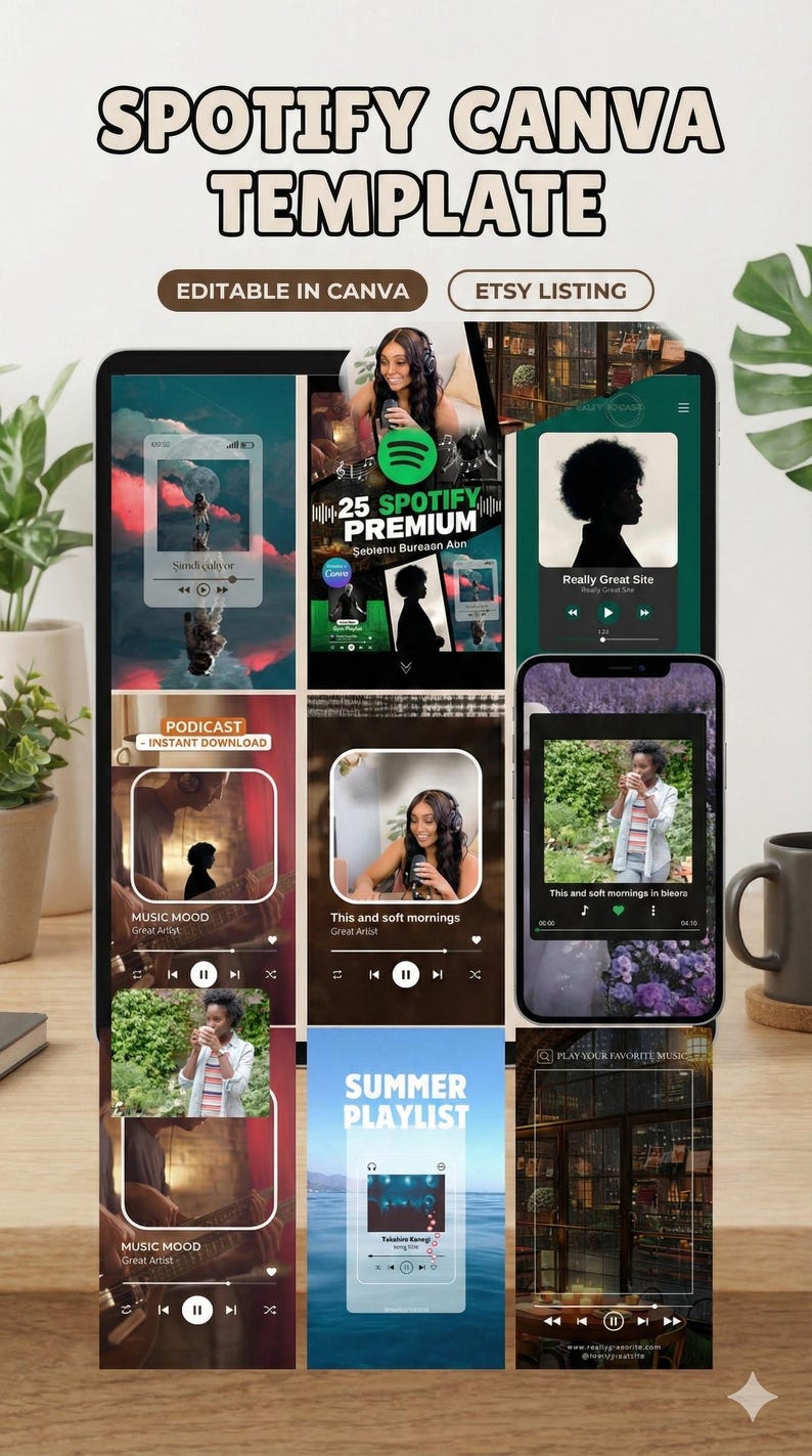 25 Spotify Instagram Post Template | Canva Editable Spotify Playlist ...