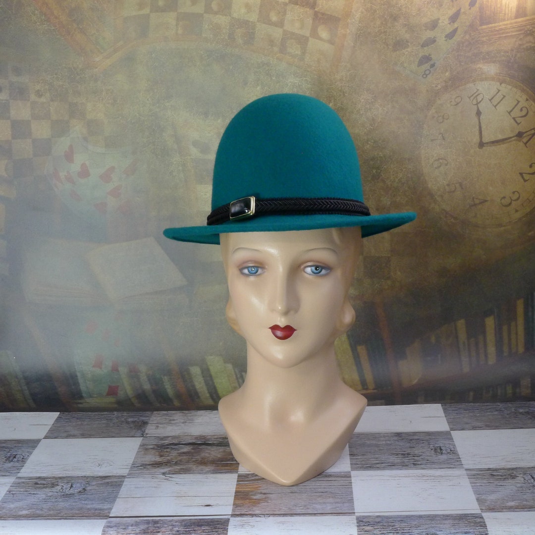 Windsor Hat, Elizabethan Renaissance Unisex Tall Dome Crown Hat in Teal ...