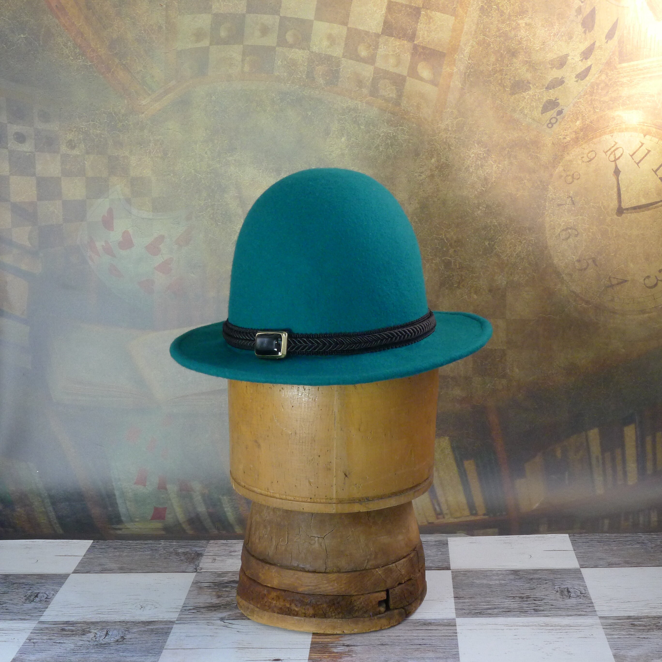 Windsor Hat, Elizabethan Renaissance Unisex Tall Dome Crown Hat in Teal ...