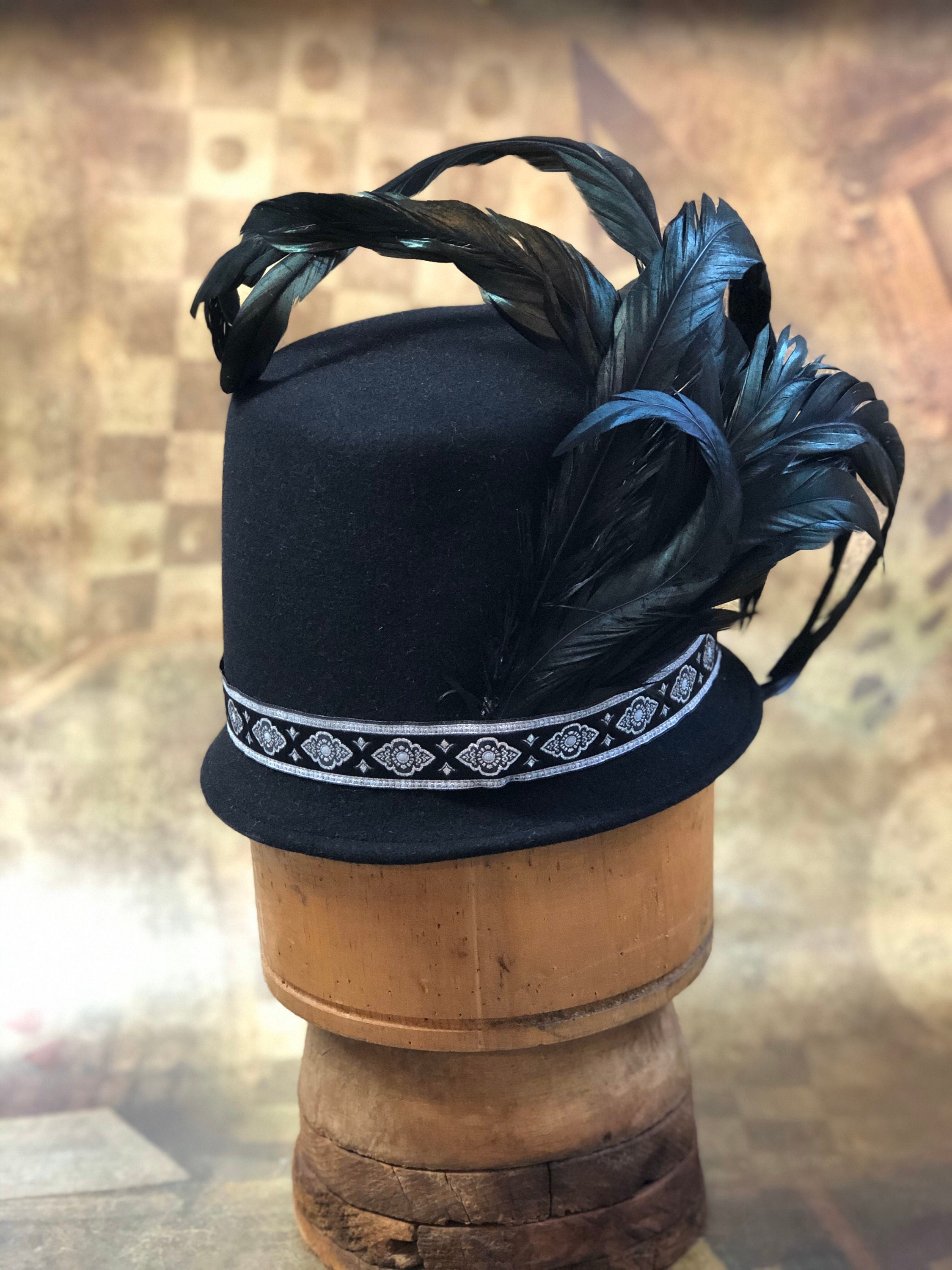 Savoy Hat, Renaissance Hat, Elizabethan Flat Crown Tall Hat in Black ...