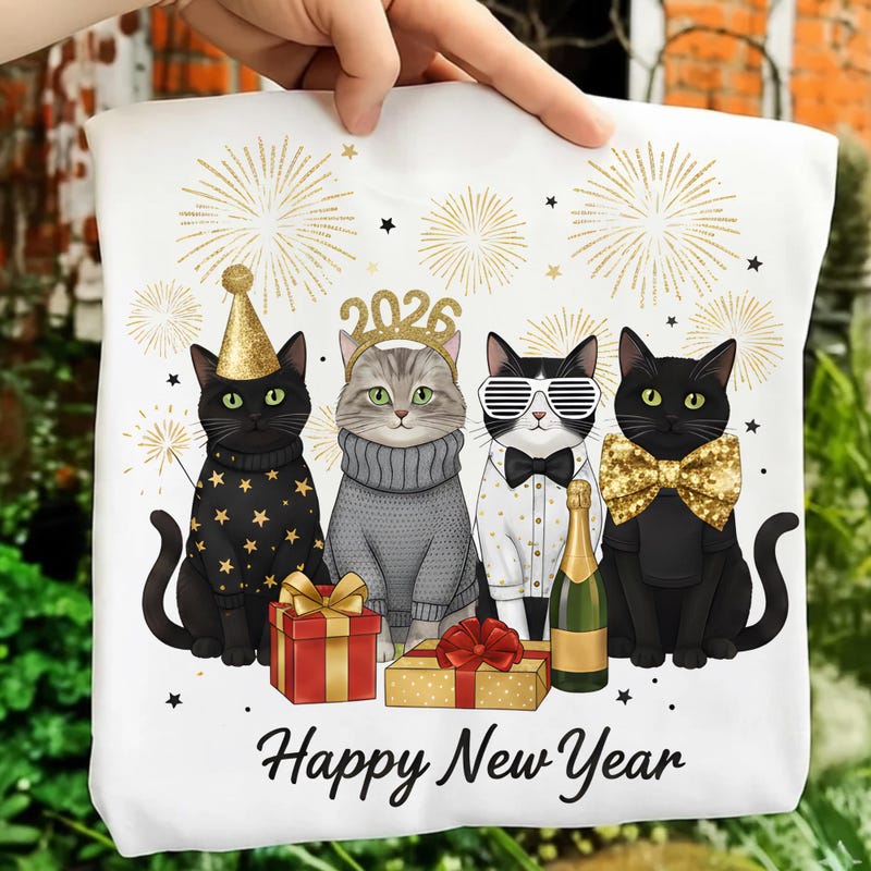 Happy New Year Cats 2026 - Etsy