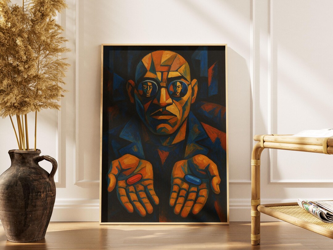 Morpheus Matrix Red and Blue Pill Poster | Picasso Cubism Style Digital ...