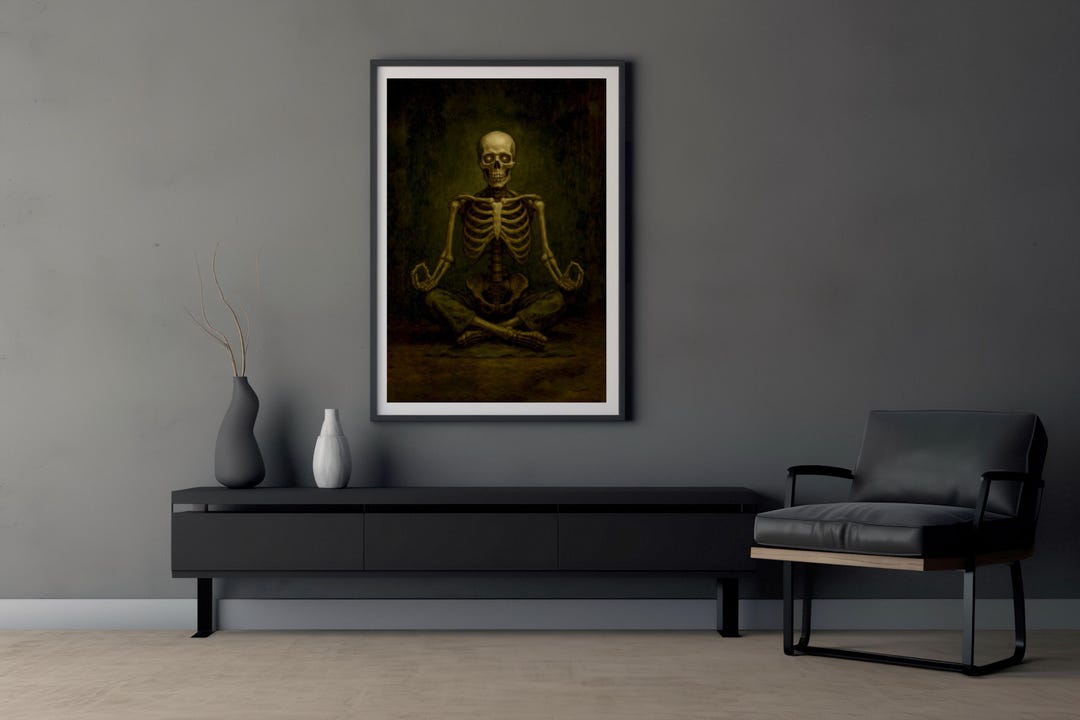 Skeleton Yoga Poster – Gothic Meditation Wall Art – Spooky in Lotus ...