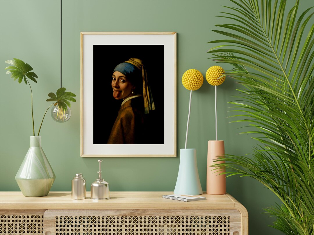 Funny Girl With a Pearl Earring Parody Vermeer Inspired Printable Wall ...