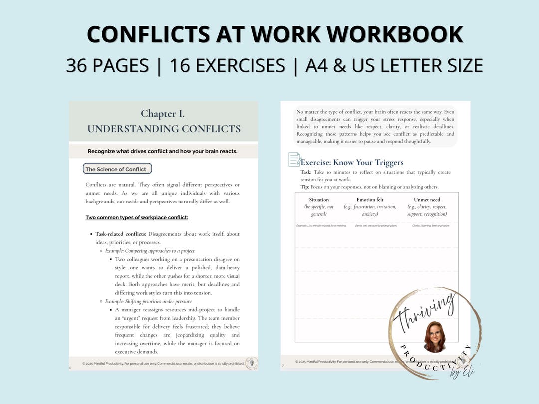 Conflict Resolution Workbook | Workplace Communication & Emotional ...