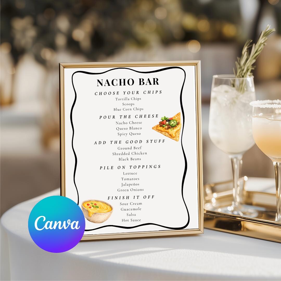 Editable Nacho Bar Sign Menu, Printable Nacho Bar Sign, Final Fiesta ...