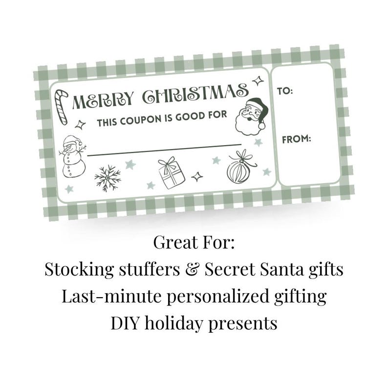 Printable Christmas Coupons Book Coupon Template Digital Download ...