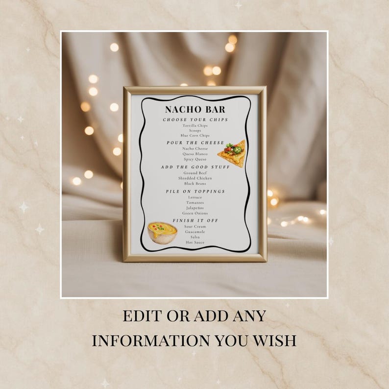 Editable Nacho Bar Sign Menu, Printable Nacho Bar Sign, Final Fiesta ...