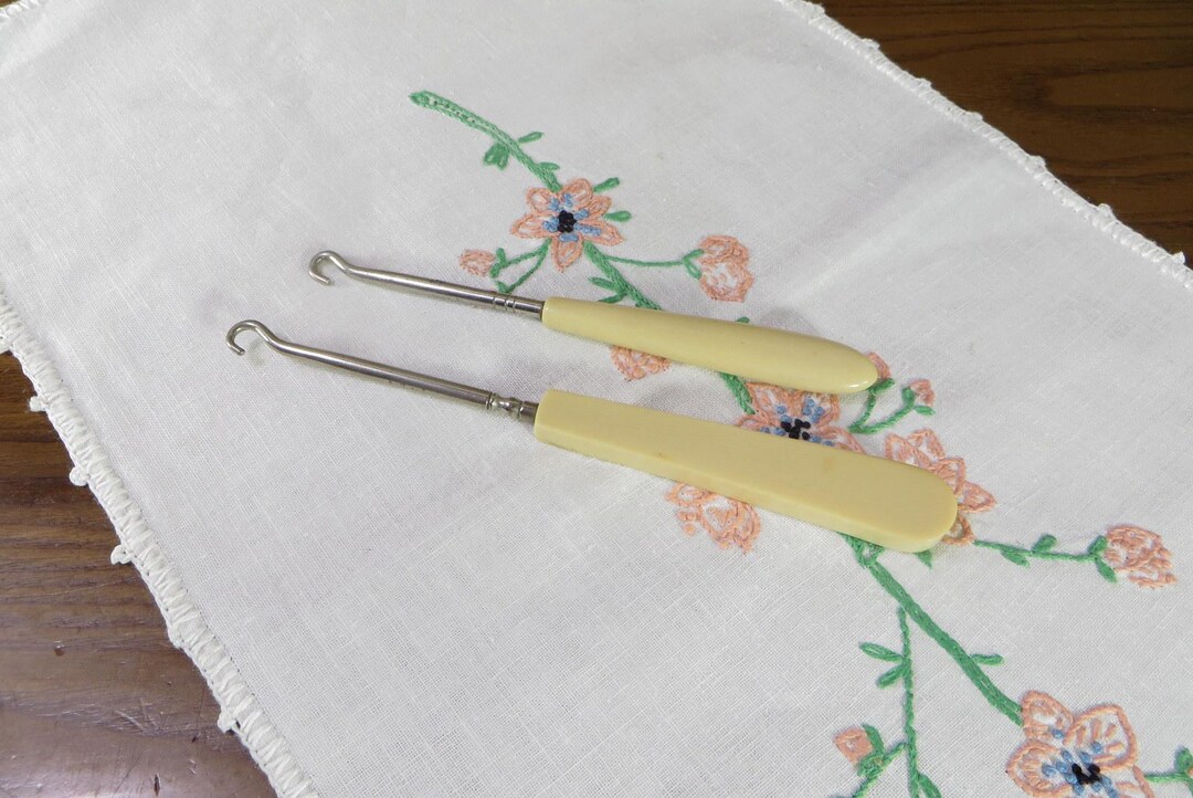 Antique Victorian Celluloid Button Hooks Edwardian Woman's French Ivory ...