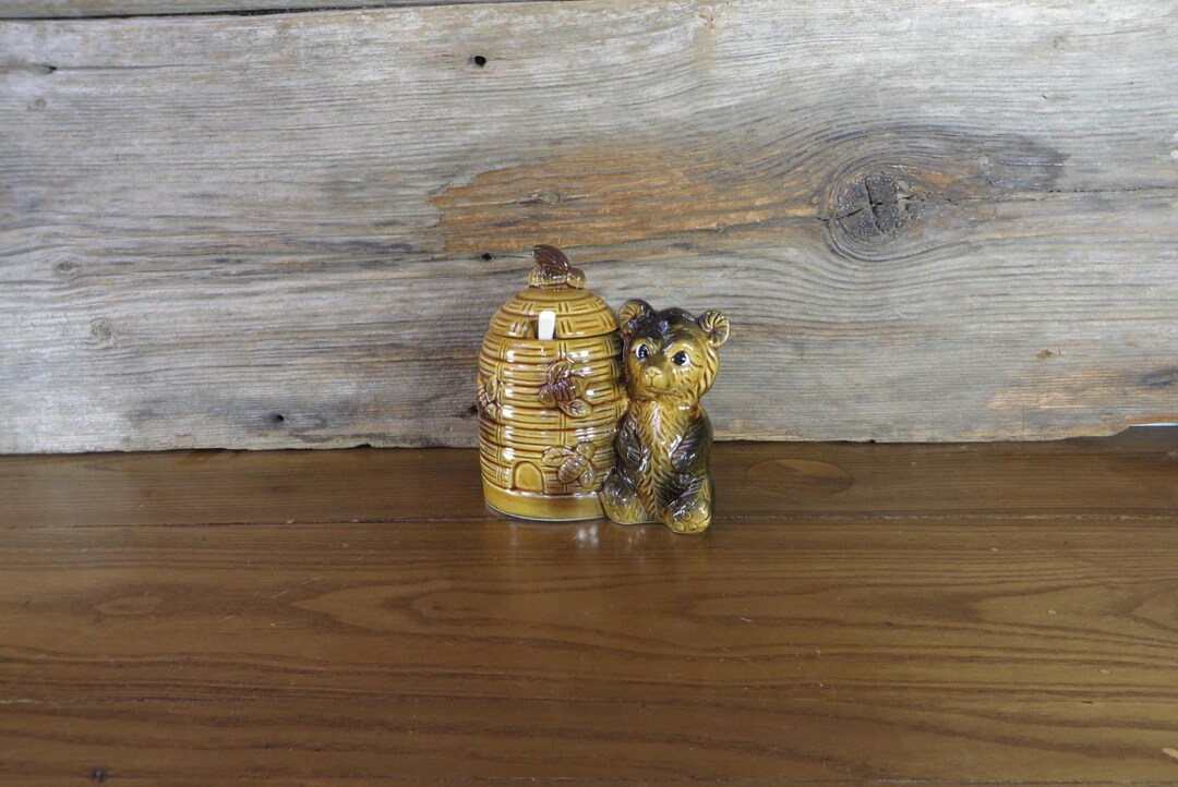 Vintage Honey Pot With Bear and Bees Beehive Honey Jar 1960's Japan ...