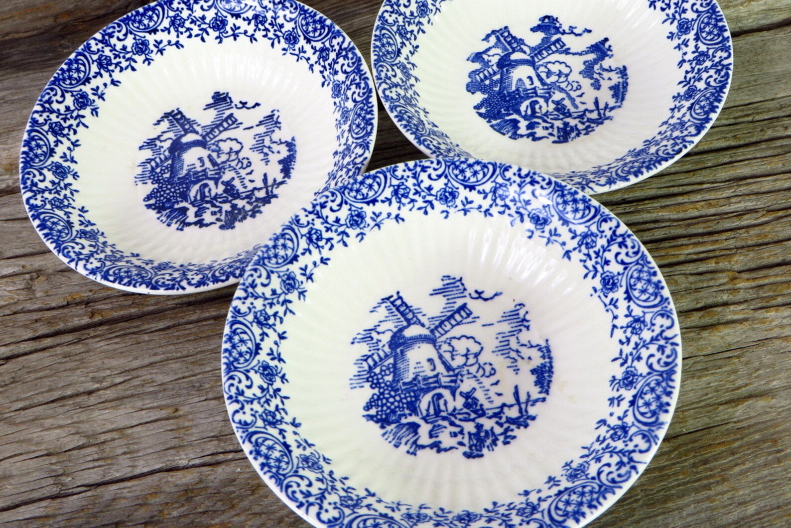 Royal China Windmill Bowls 6 Vintage Blue and White Dutch | Etsy