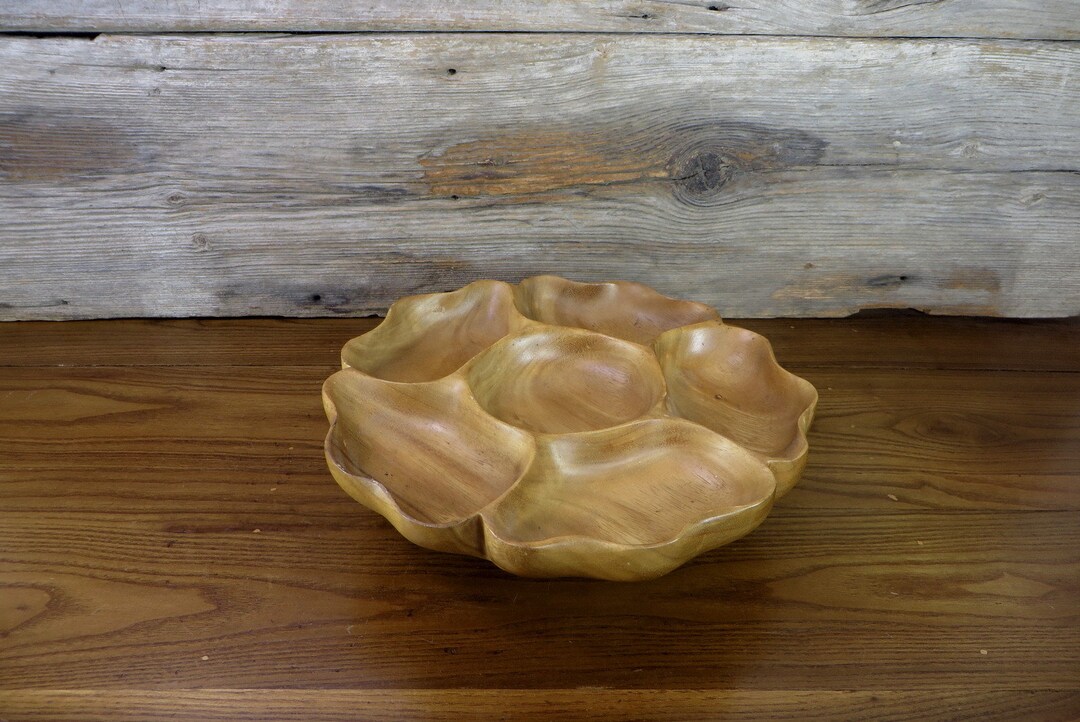 Vintage Monkey Pod Lazy Susan Made in Hawaii Tiki Party Decor Summer ...