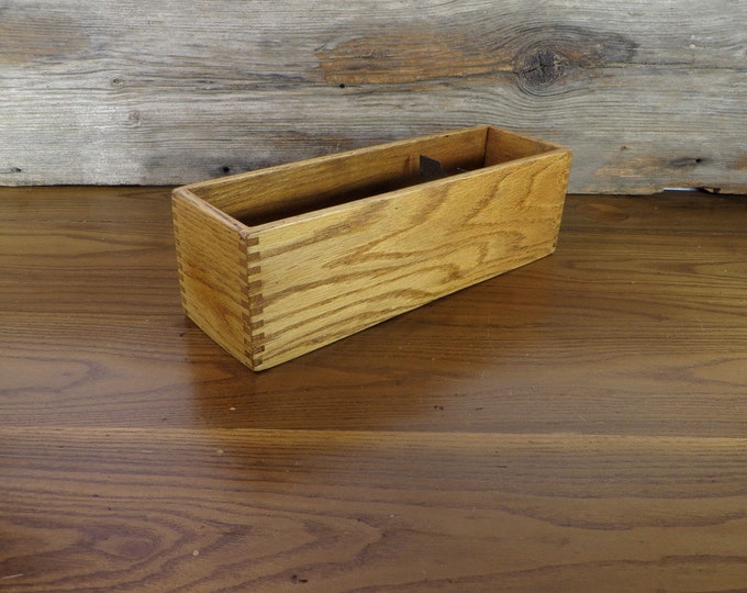 Vintage Oak File Box Long Dovetailed Wooden Box Rustic Home Office ...