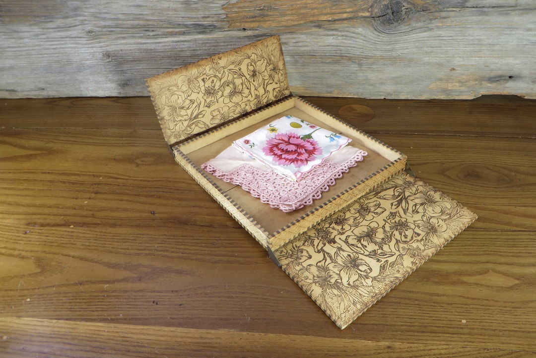 Antique Pyrography Wood Box Wooden Storage Box L F Grammes and Son ...