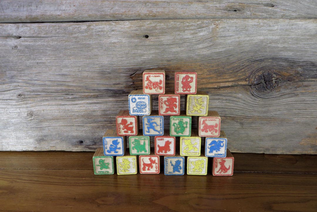 Vintage Disney Character Blocks Alphabet and Number Children's Learning ...