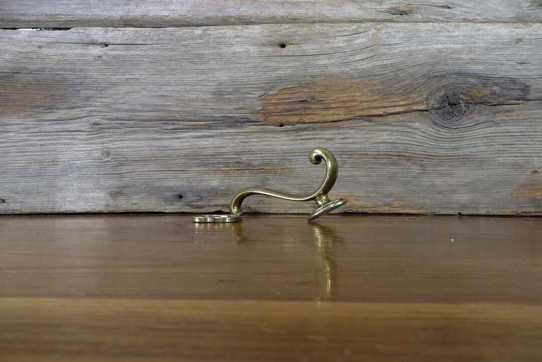 Vintage Brass Wall Hook Solid Brass Hook for Hats, Plants, Coats 1970's Made in the USA Keeler ...