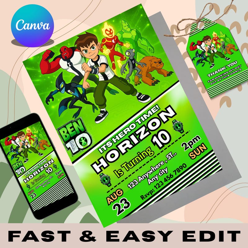 Ben10 Invitation - Etsy