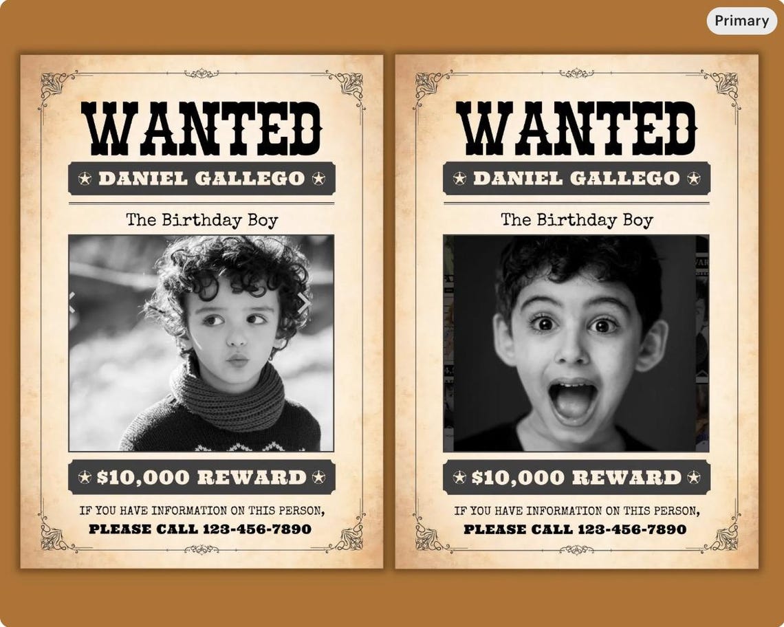 Editable Wild West Wanted Poster Template: Custom Cowboy Party Decor ...