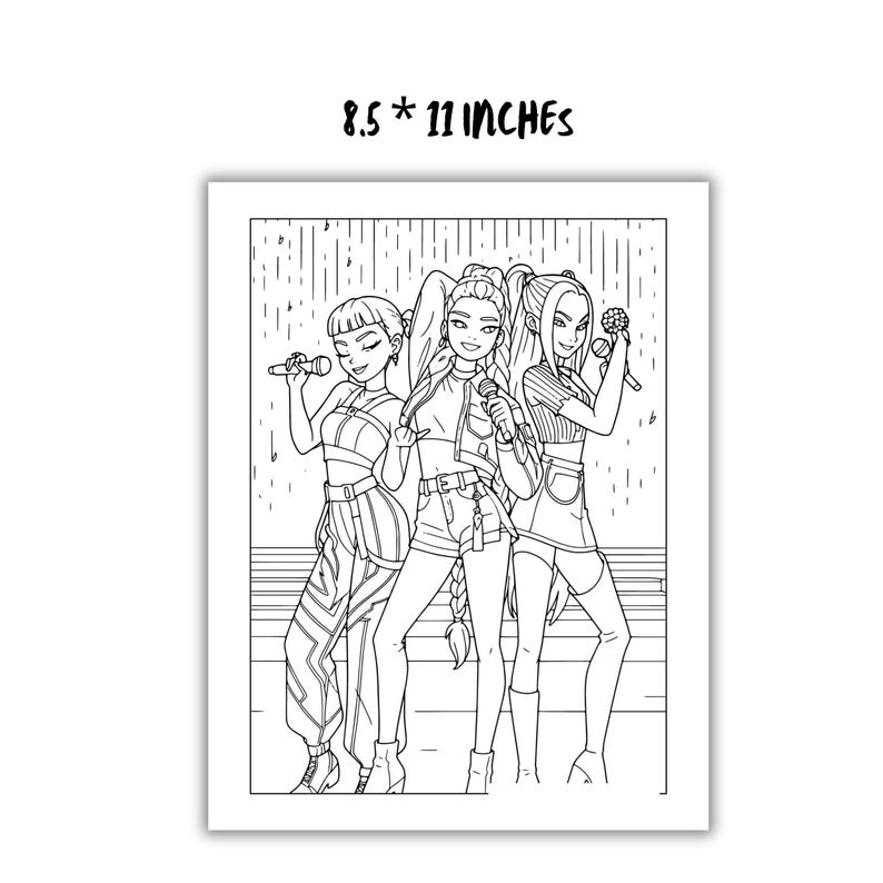 Kpop Demon Hunters Coloring Pages, Huntrix Saja Boys Coloring Book ...