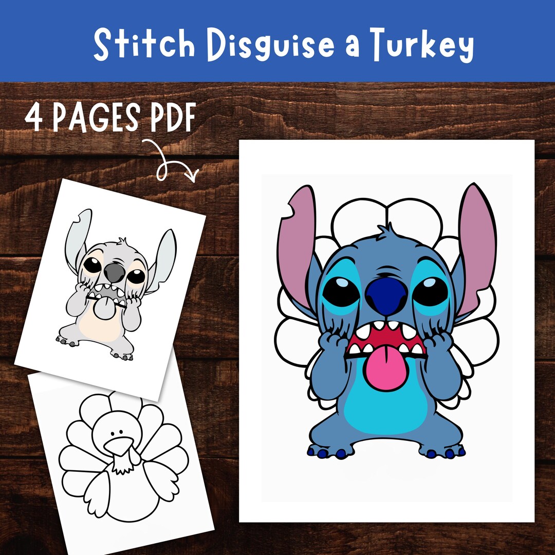 Stitch Disguise a Turkey Craft, Thanksgiving Classroom Activity (PDF ...