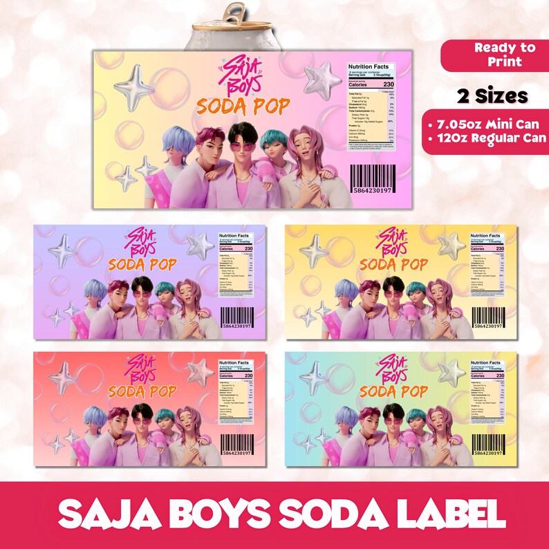 Kpop Demon Hunters Saja Boys Soda Pop Label, Soda Can Label, Saja Boys ...