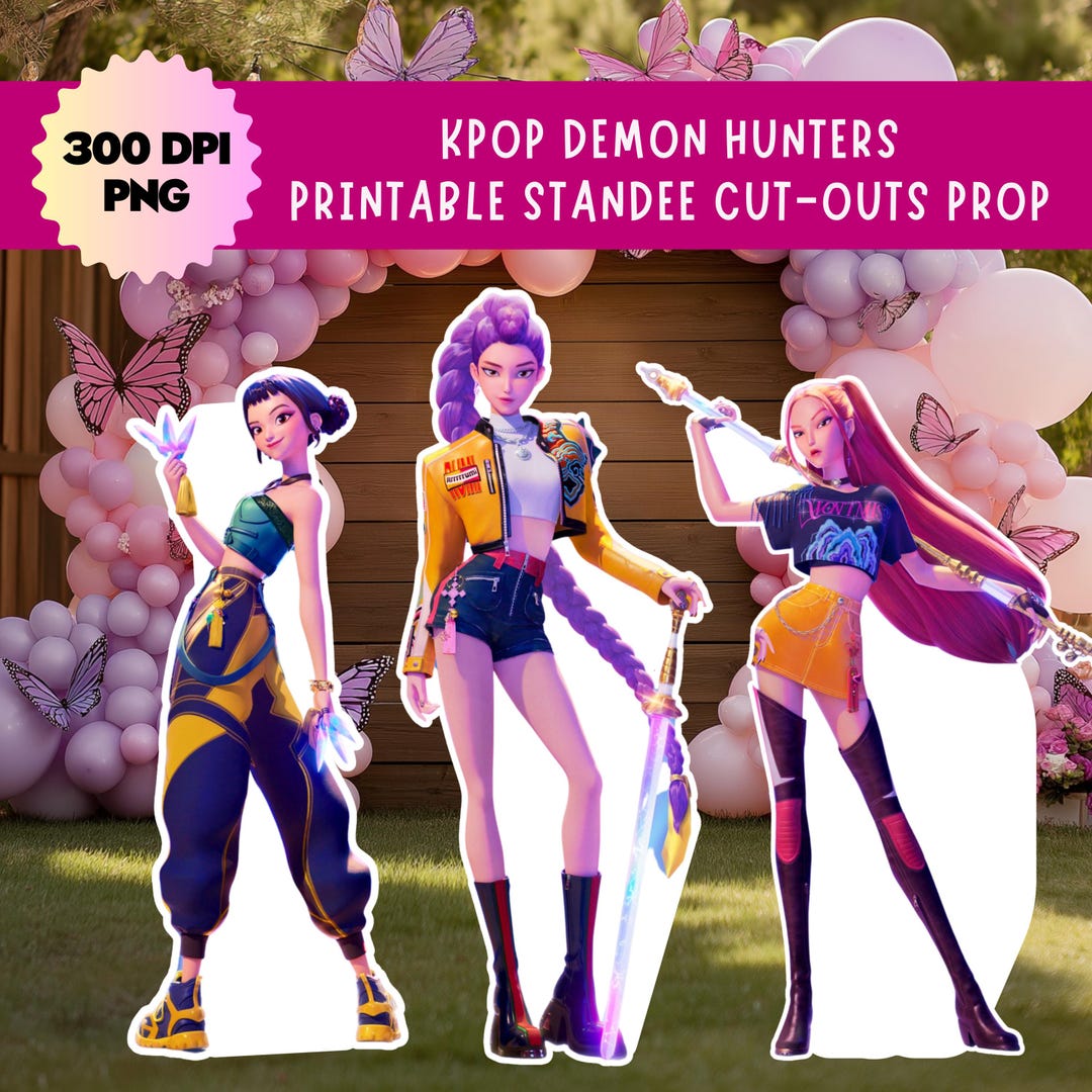 Printable Kpop Demon Hunters Standee Cut Outs, Huntrix DIY Cutout Party ...