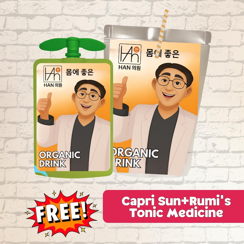 Kpop Demon Hunter Party Set, Dr. Han Tonic Drink Label, Rumi's Medicine ...