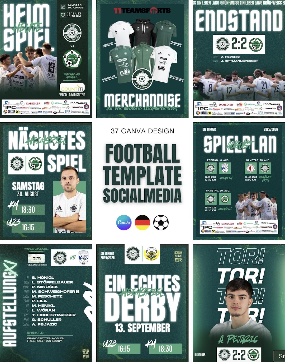Football Social Media Templates | Canva Design Pack (37 Templates ...