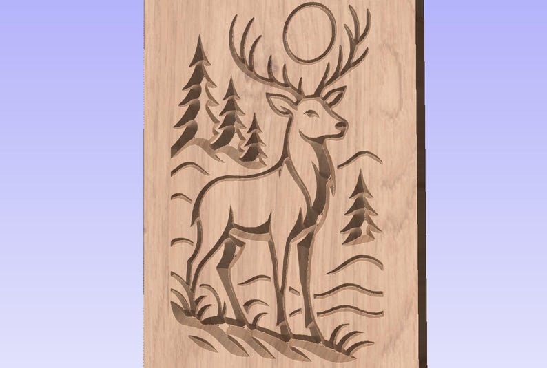Stag in the Mist CNC File – Deer Wood Carving, Wildlife Laser Engraving ...