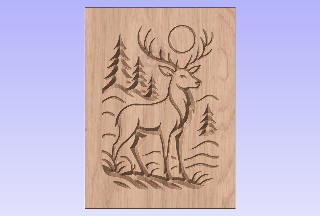 Stag in the Mist CNC File – Deer Wood Carving, Wildlife Laser Engraving ...