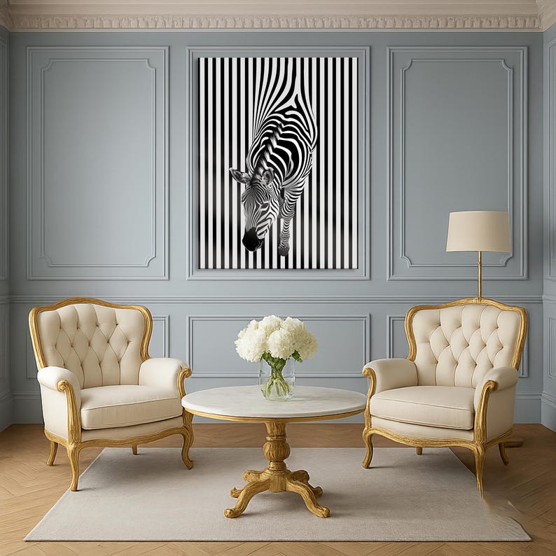 Zebra Optical Illusion Art: Black & White Tempered Glass Print - Etsy