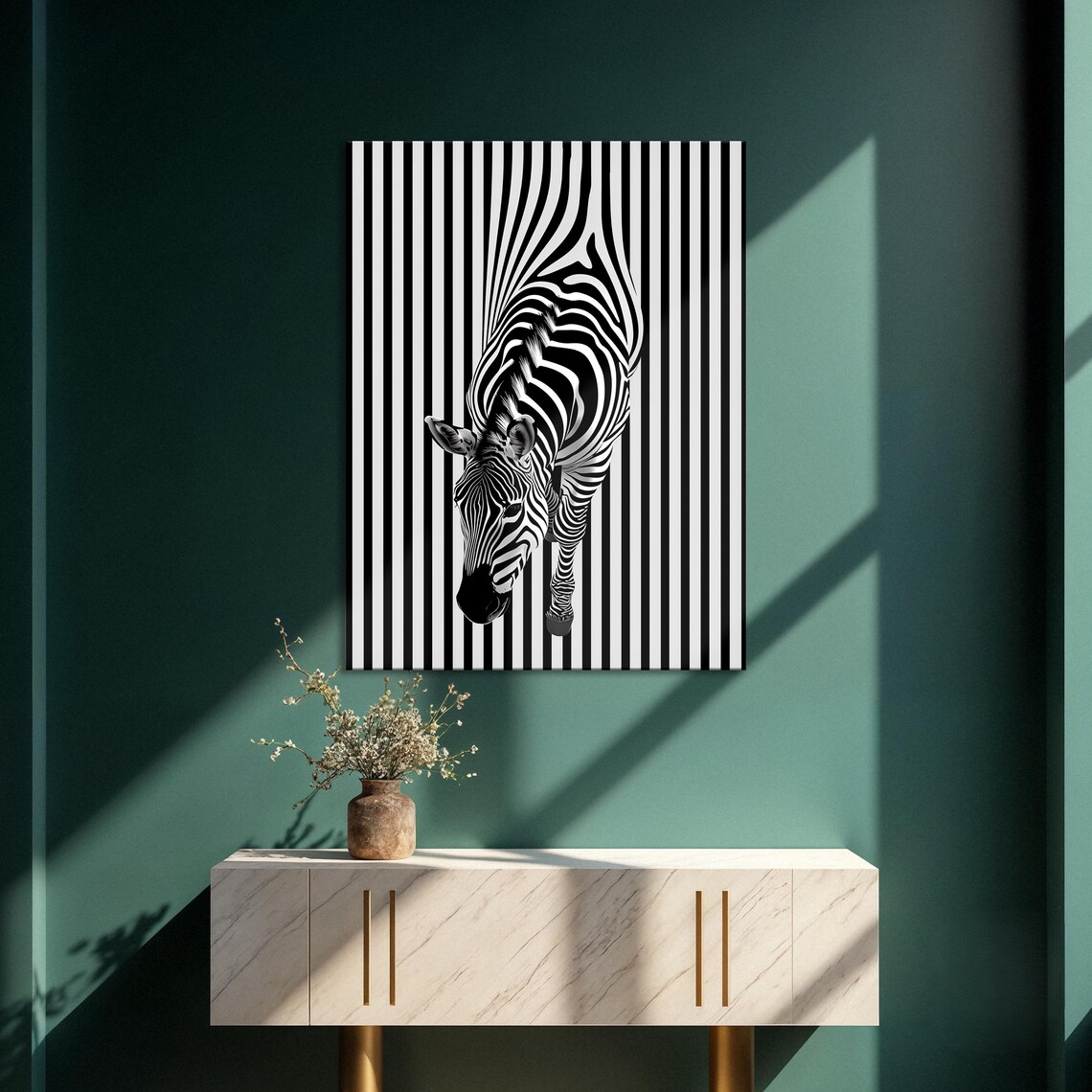 Zebra Optical Illusion Art: Black & White Tempered Glass Print - Etsy