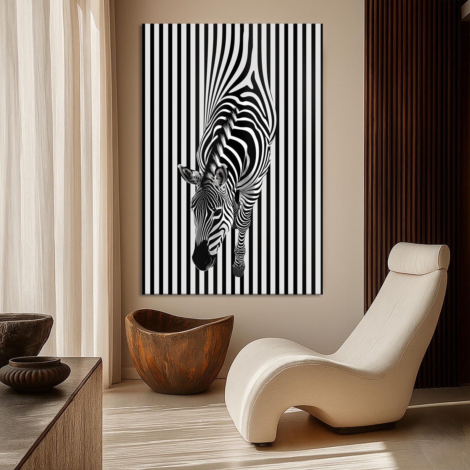 Zebra Optical Illusion Art: Black & White Tempered Glass Print - Etsy