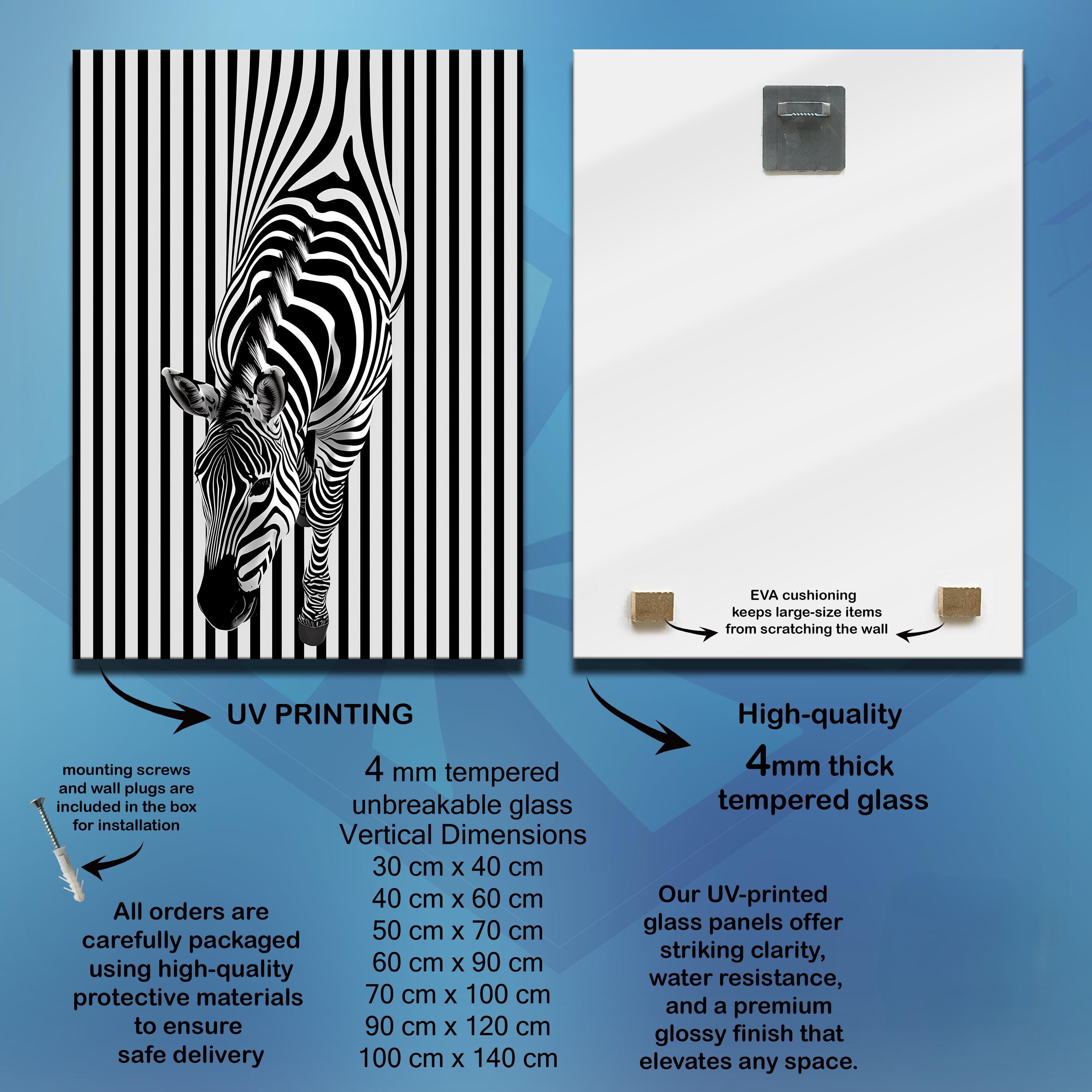 Zebra Optical Illusion Art: Black & White Tempered Glass Print - Etsy