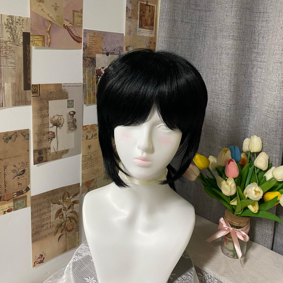 Demon Slayer Giyu Tomioka Cosplay Wig, Black Medium-length Hair, Thick ...