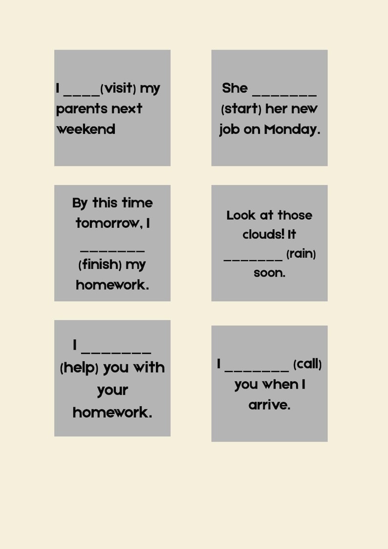 English Future Tenses Game & Flashcards Bundle – ESL Grammar Activities ...