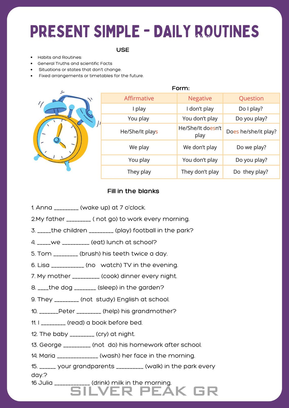 Bundle Present Simple/ Daily Routines ESL Pack % Hands on Game - Etsy