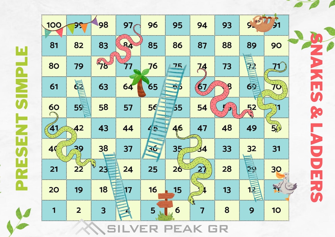 Present Simple Snakes and Ladders Board Game +flashcards Daily Routine ...