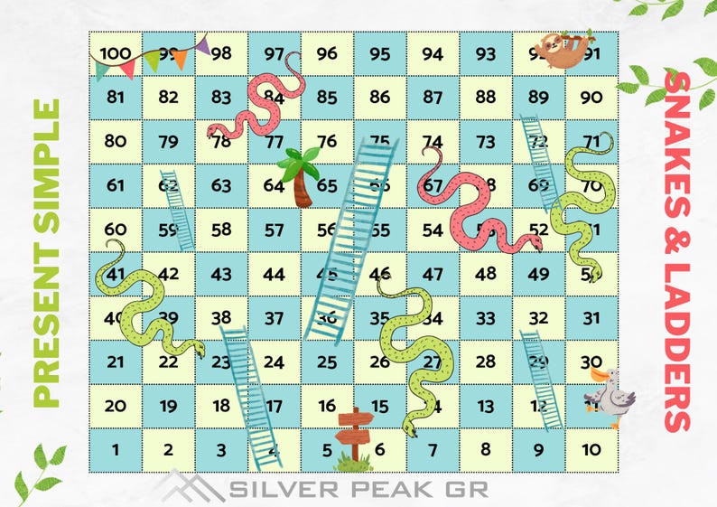 Present Simple Snakes and Ladders Board Game +flashcards Daily Routine ...