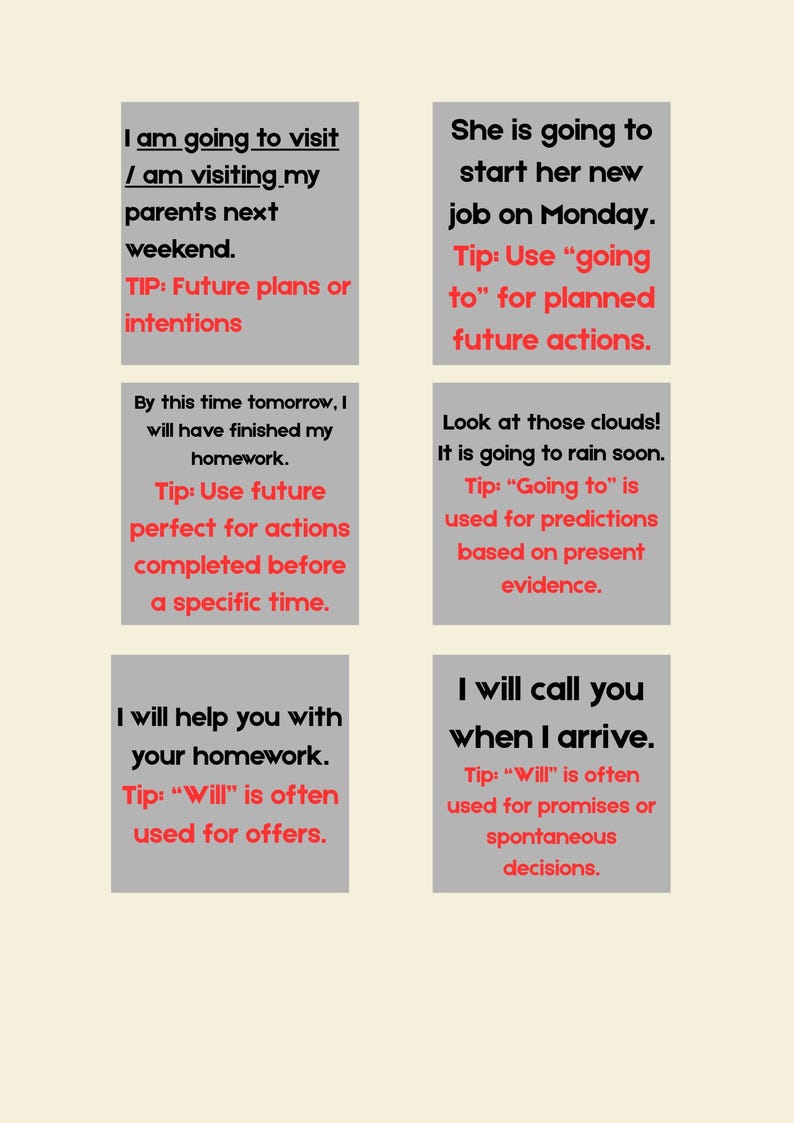 English Future Tenses Game & Flashcards Bundle – ESL Grammar Activities ...