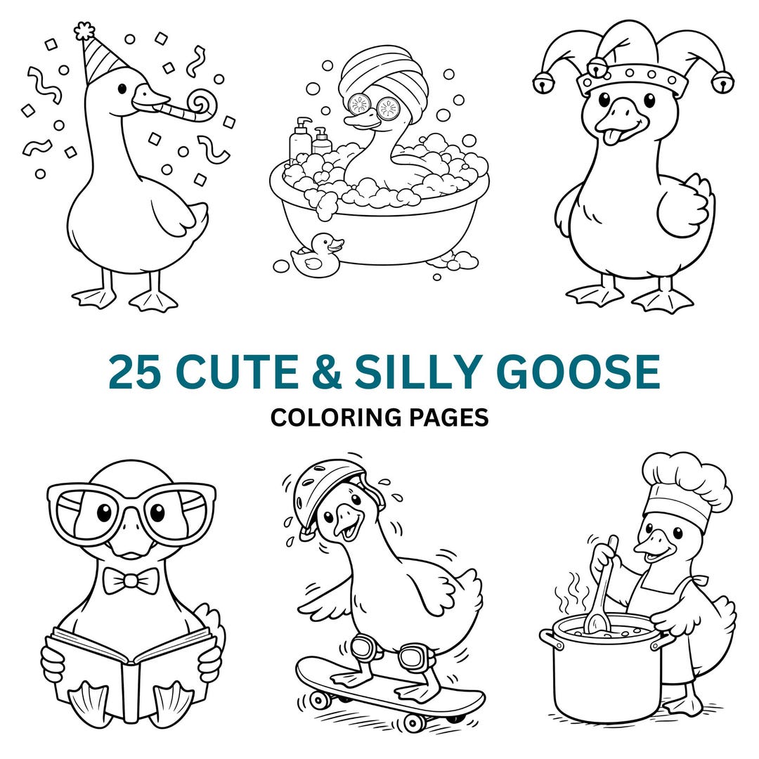 Silly Goose Coloring Book: 25 Printable Pages (digital Download) - Etsy